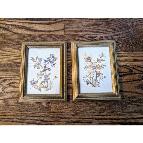 Boho | Accents | Vintage Boho Dried Flowers Pictures With Gold Frames ...